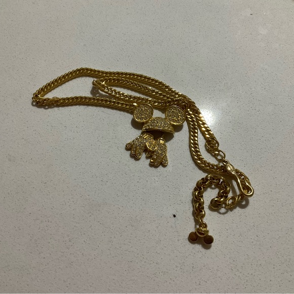 Disney | Jewelry | Mickey Mouse Gold Necklace With Crystals | Poshmark